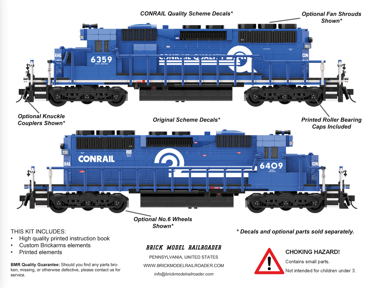 EMD SD40-2 Diesel Locomotive Conrail Premium Instructions – Brick Model Railroader