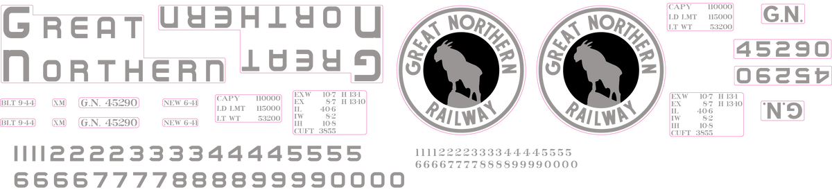 Great Northern "1950's Scheme" Decals for the Pullman PS-1 Boxcar ...