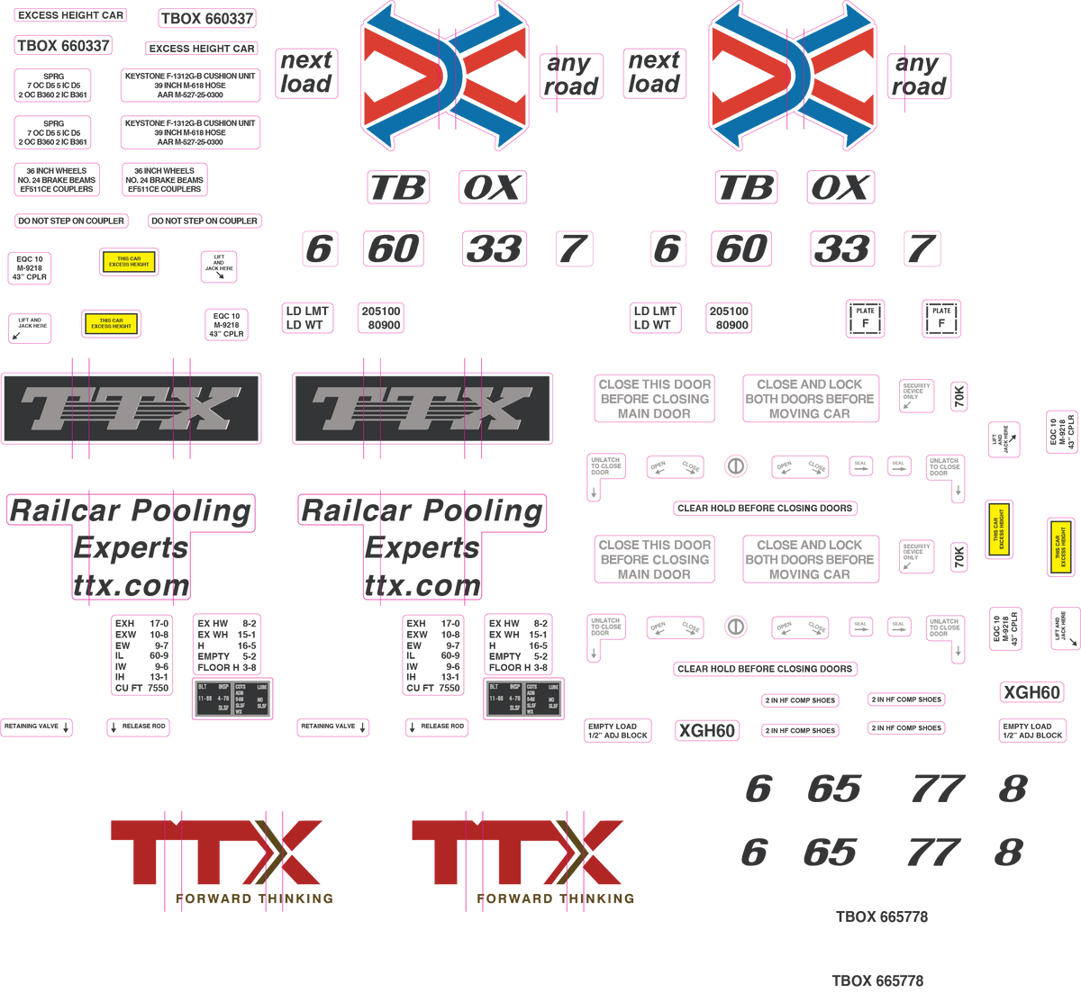 TTX TBOX Decals for the Gunderson 60' High Cube Boxcar – Brick Model ...
