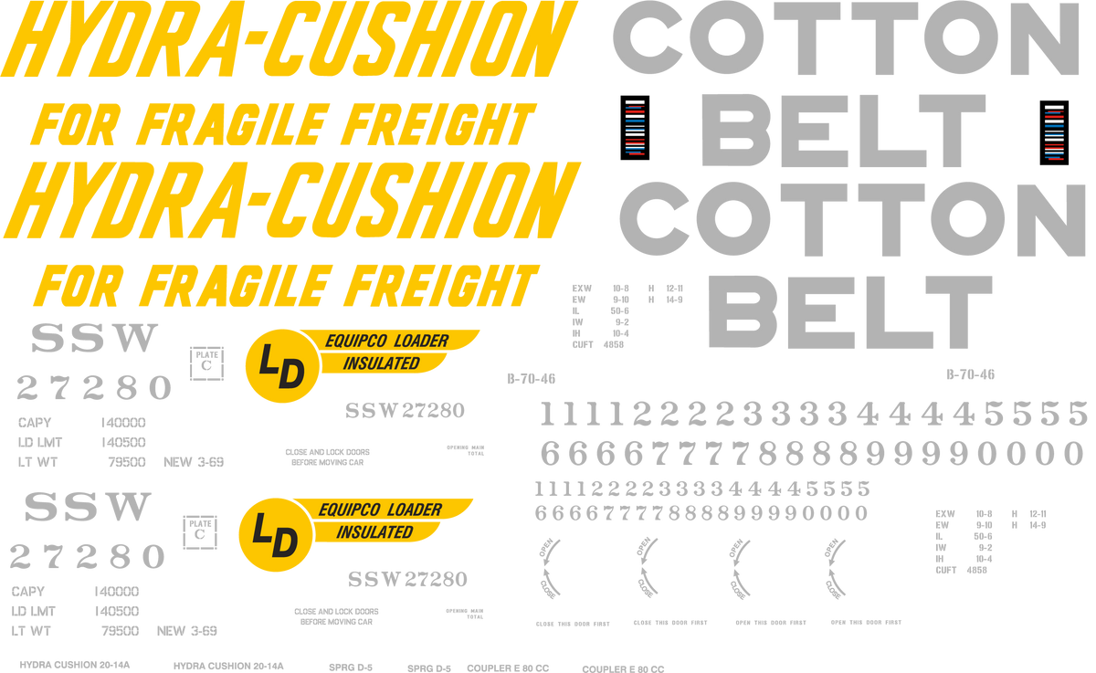 Cotton Belt Decals for the PCF 50' Insulated Boxcar – Brick Model ...