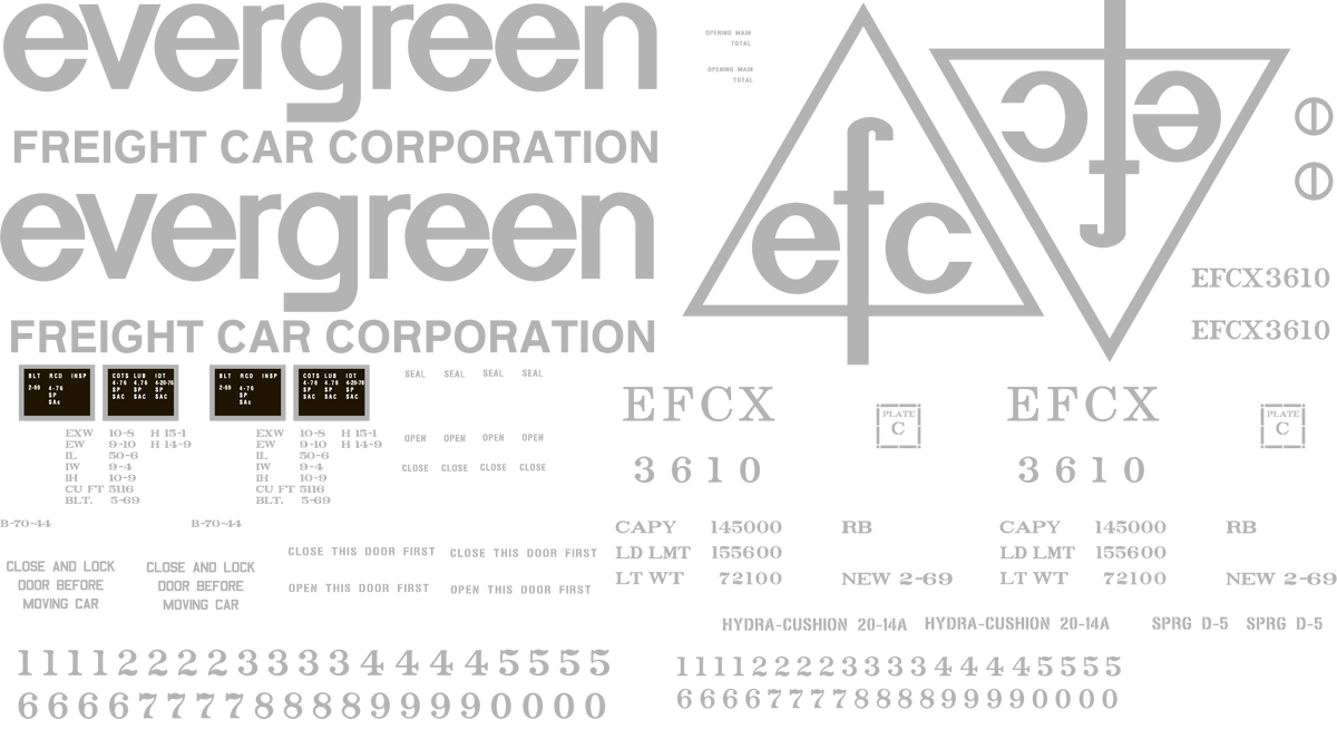 Evergreen Decals for the PCF 50' Insulated Boxcar – Brick Model Railroader