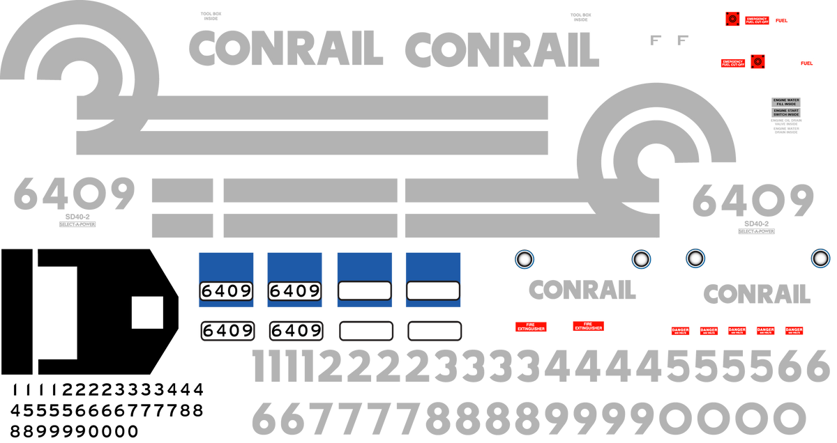 Conrail Original Paint Scheme Decals for the SD40-2 – Brick Model ...