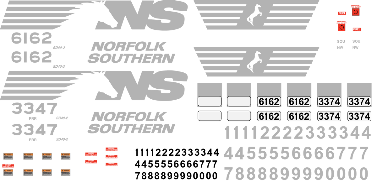 Norfolk Southern Horse Head Paint Scheme Decals for the SD40-2 – Brick ...