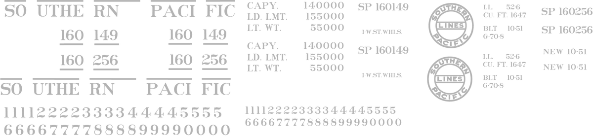 Southern Pacific "As Delivered" Decals for the ACF G31a 52'-6" 70 Ton ...